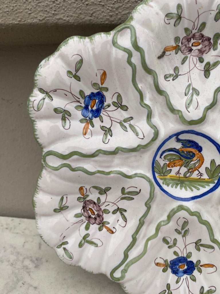 French Faience Oyster Plate Moustiers Style, circa 1940 For Sale at 1stDibs
