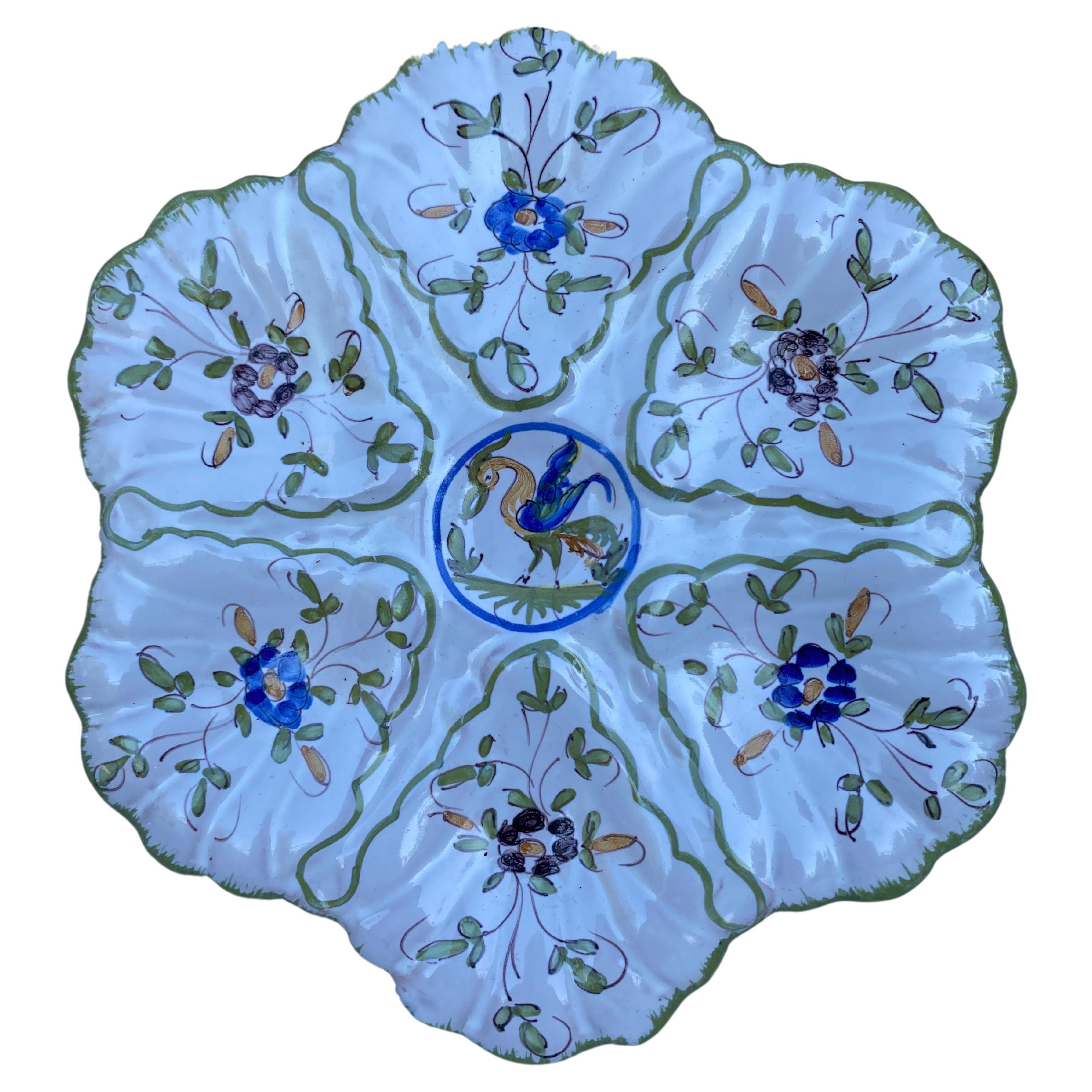 French Faience Oyster Plate Moustiers Style, circa 1940 For Sale at 1stDibs