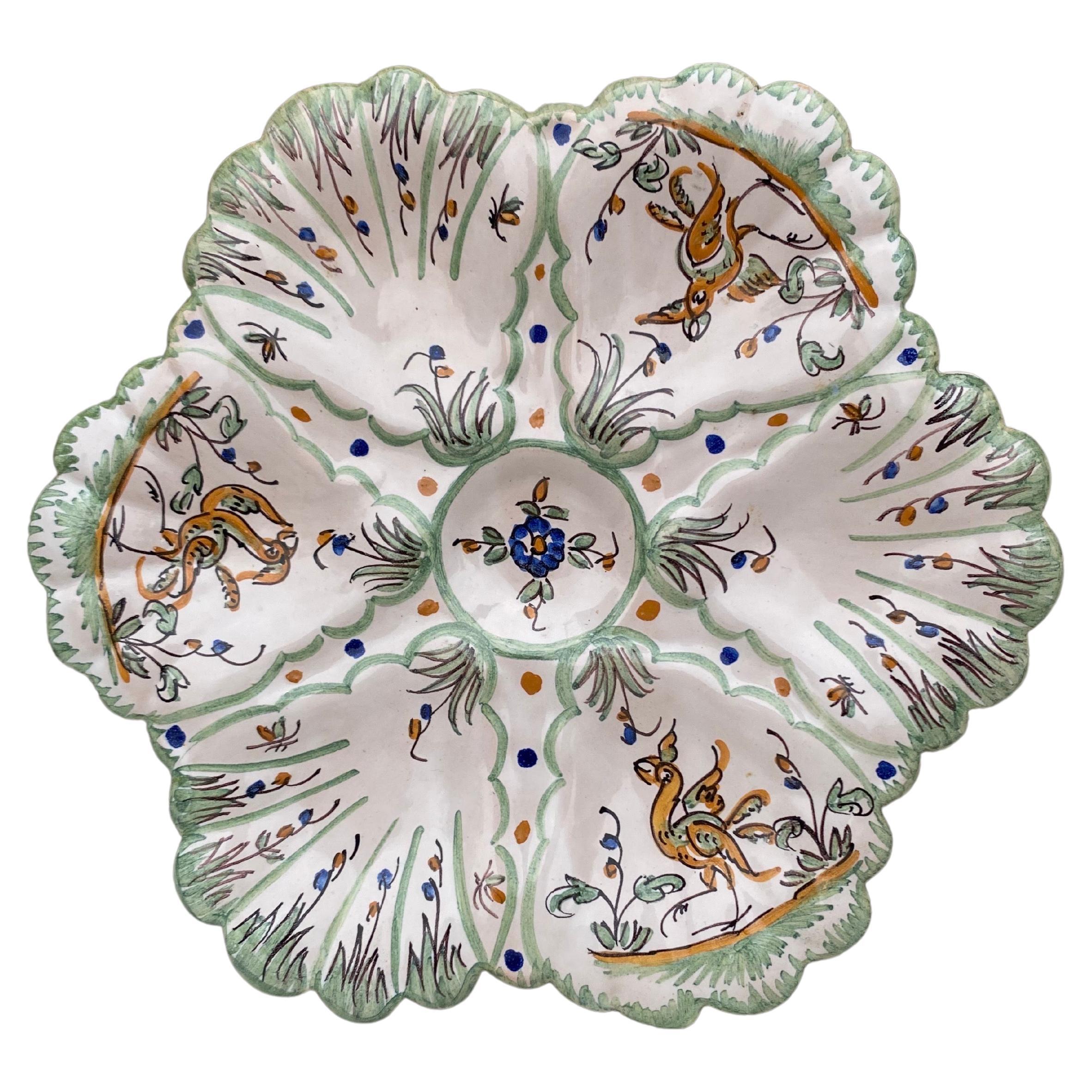 French Faience Oyster Plate Moustiers Style, circa 1940 at 1stDibs