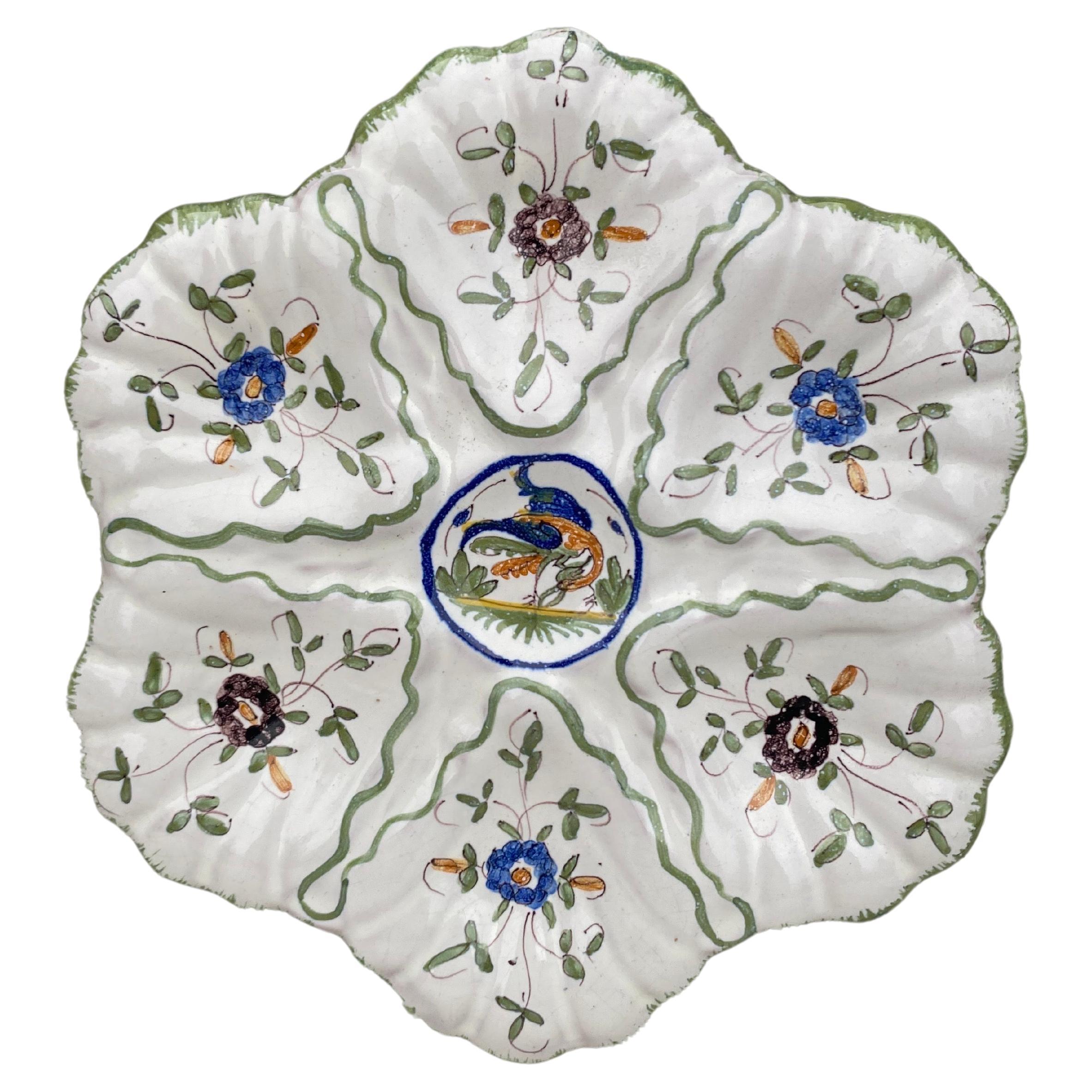 French Faience Oyster Plate Moustiers Style, circa 1940 at 1stDibs