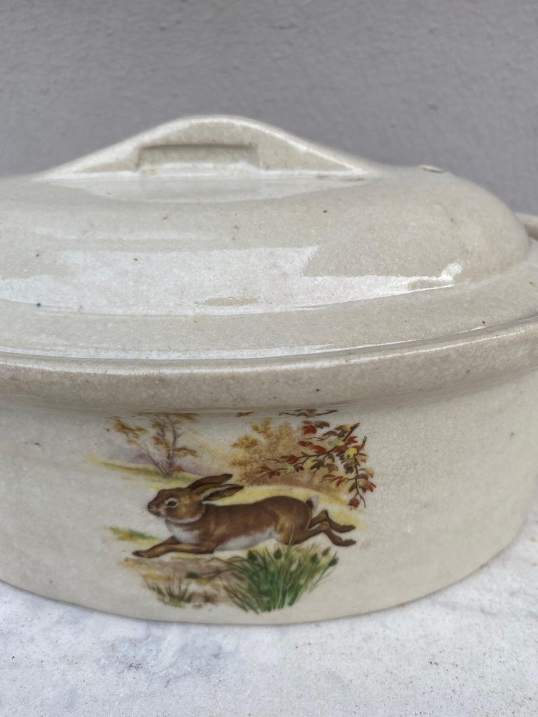 French Faience Pate Tureen with Rabbits, Circa 1920 For Sale at 1stDibs