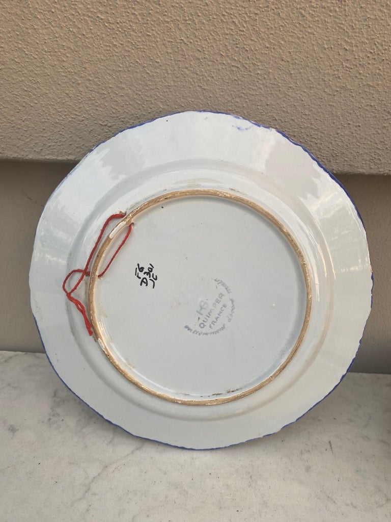 French Faience Plate Quimper circa 1960 For Sale at 1stDibs