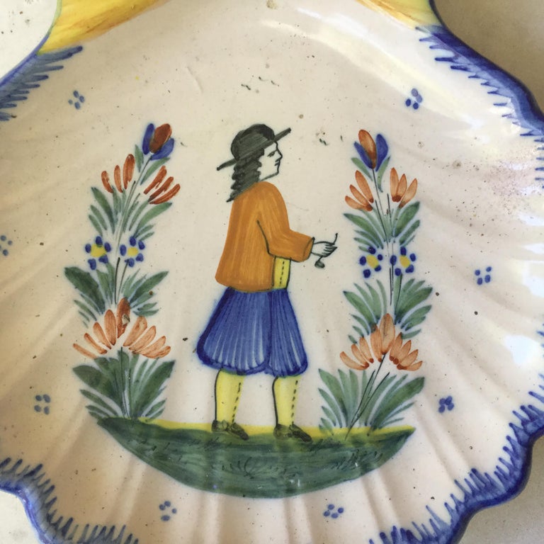 French Faience Shell Platter Quimper, circa 1910 at 1stDibs