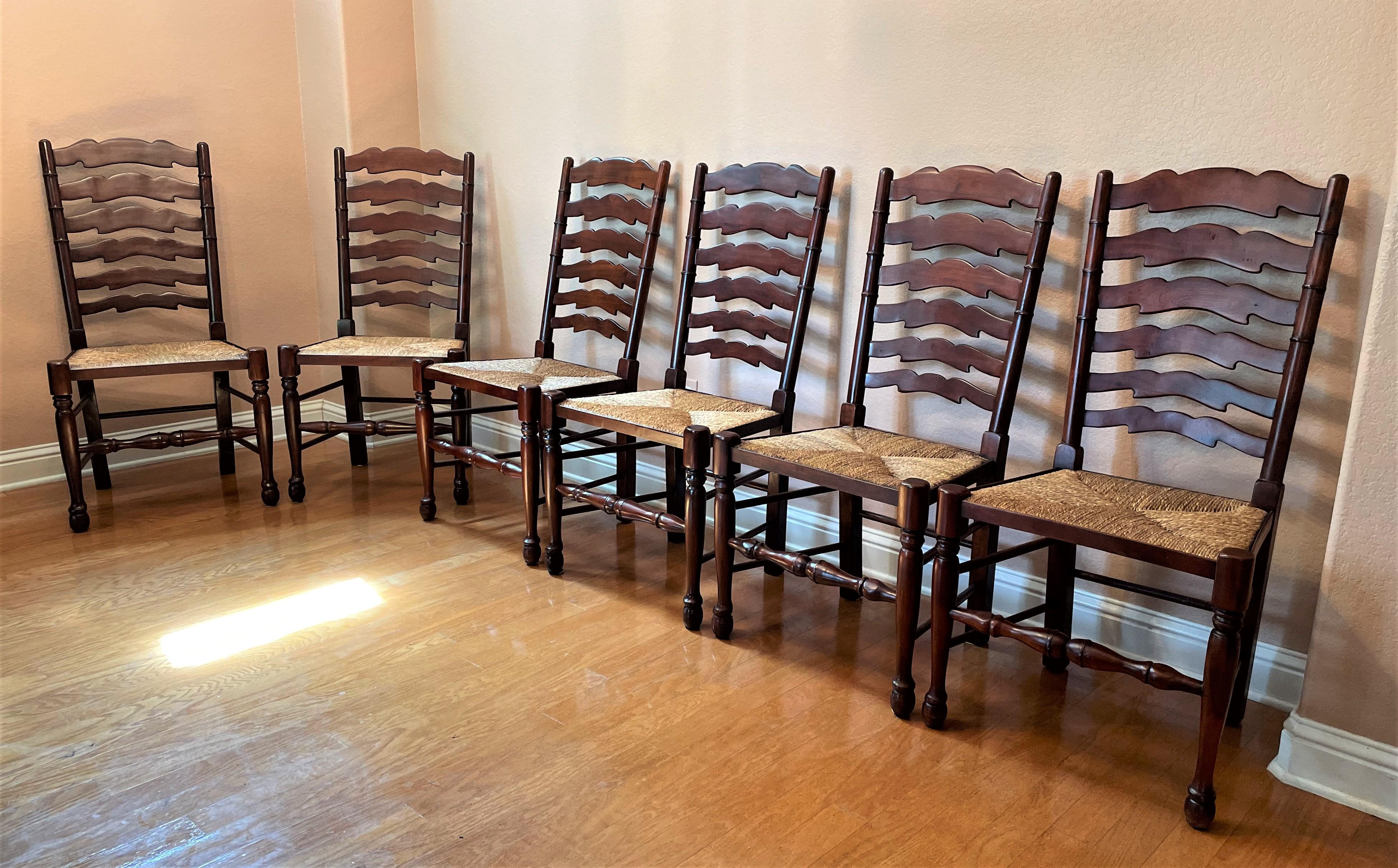 French Farmhouse High Ladderback Dining Chairs Made of Solid Cherry ...