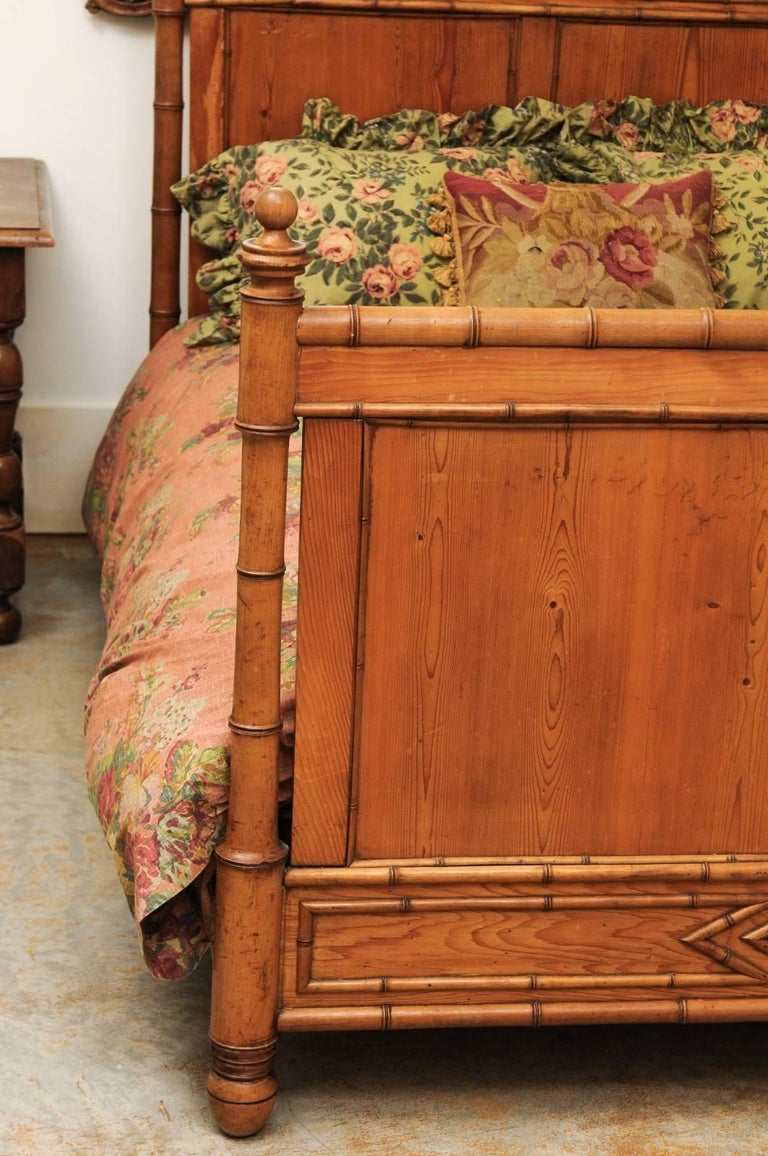 French Faux-Bamboo Bed, circa 1870, with Custom-Made Mattress, 48.5" X ...