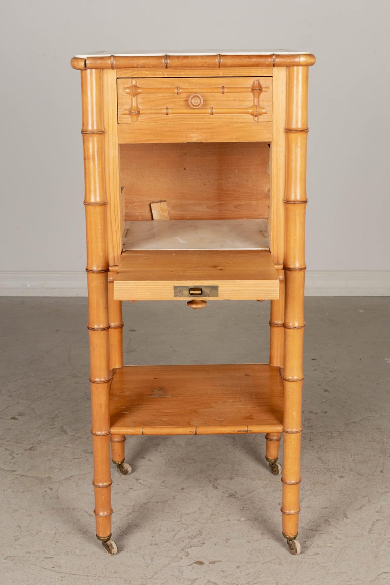 French Faux Bamboo Nightstand or Side Table For Sale at 1stDibs