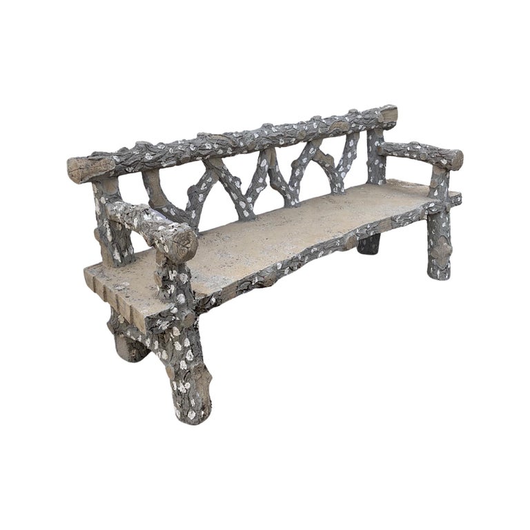 French Faux Bois Bench For Sale at 1stDibs