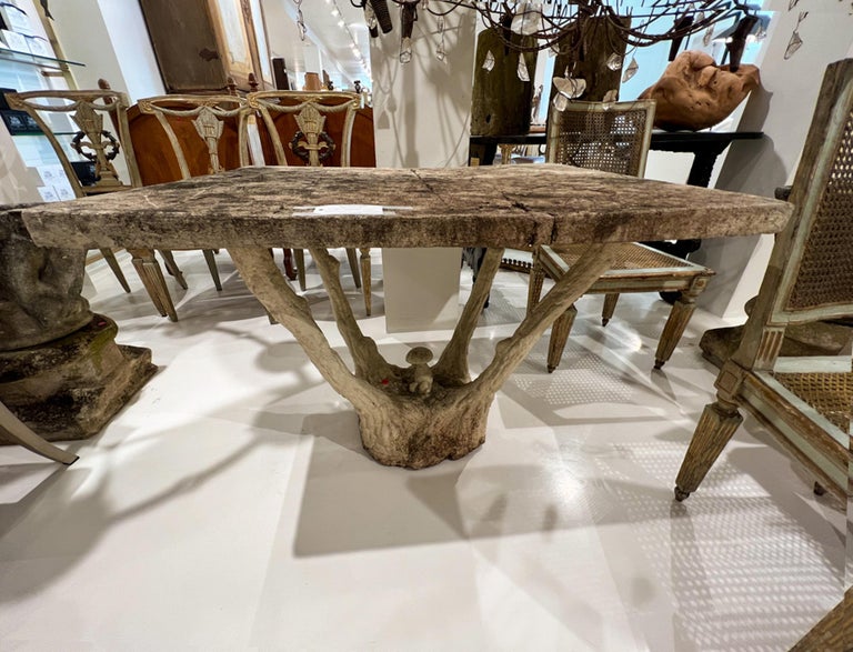 French Faux Bois Garden Table, Vintage For Sale at 1stDibs