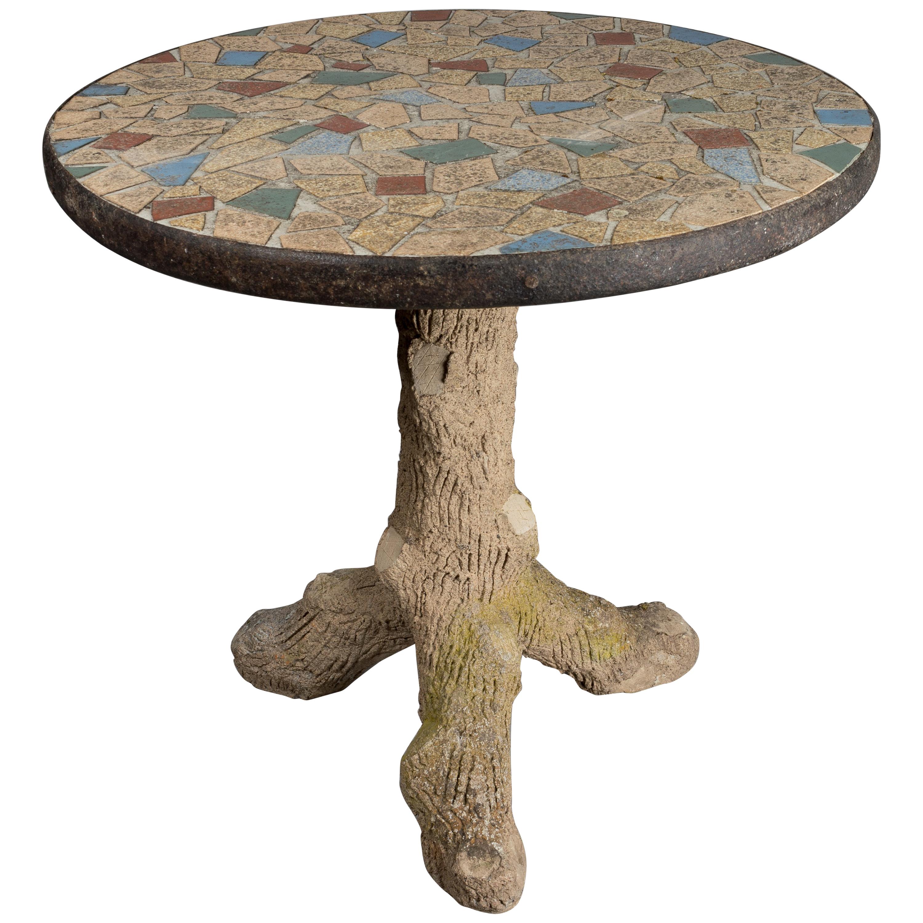Weathered French Faux Bois Dining Table for Four at 1stDibs