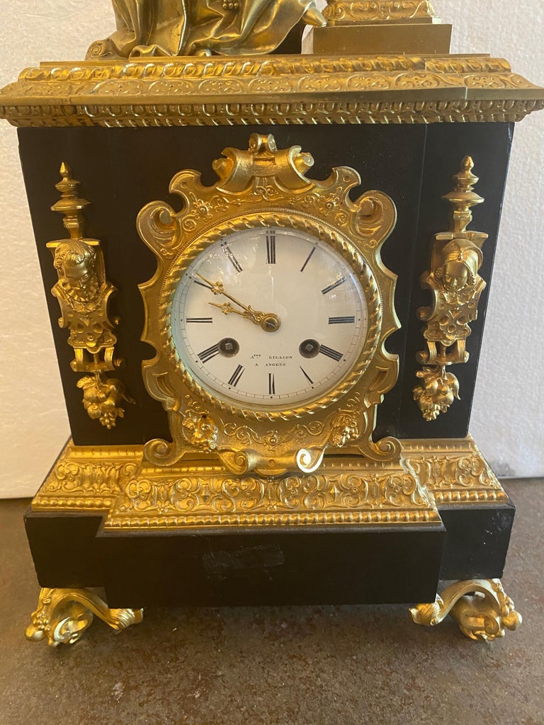 French Figural Bronze Pandora Mantel Shelf Clock For Sale at 1stDibs