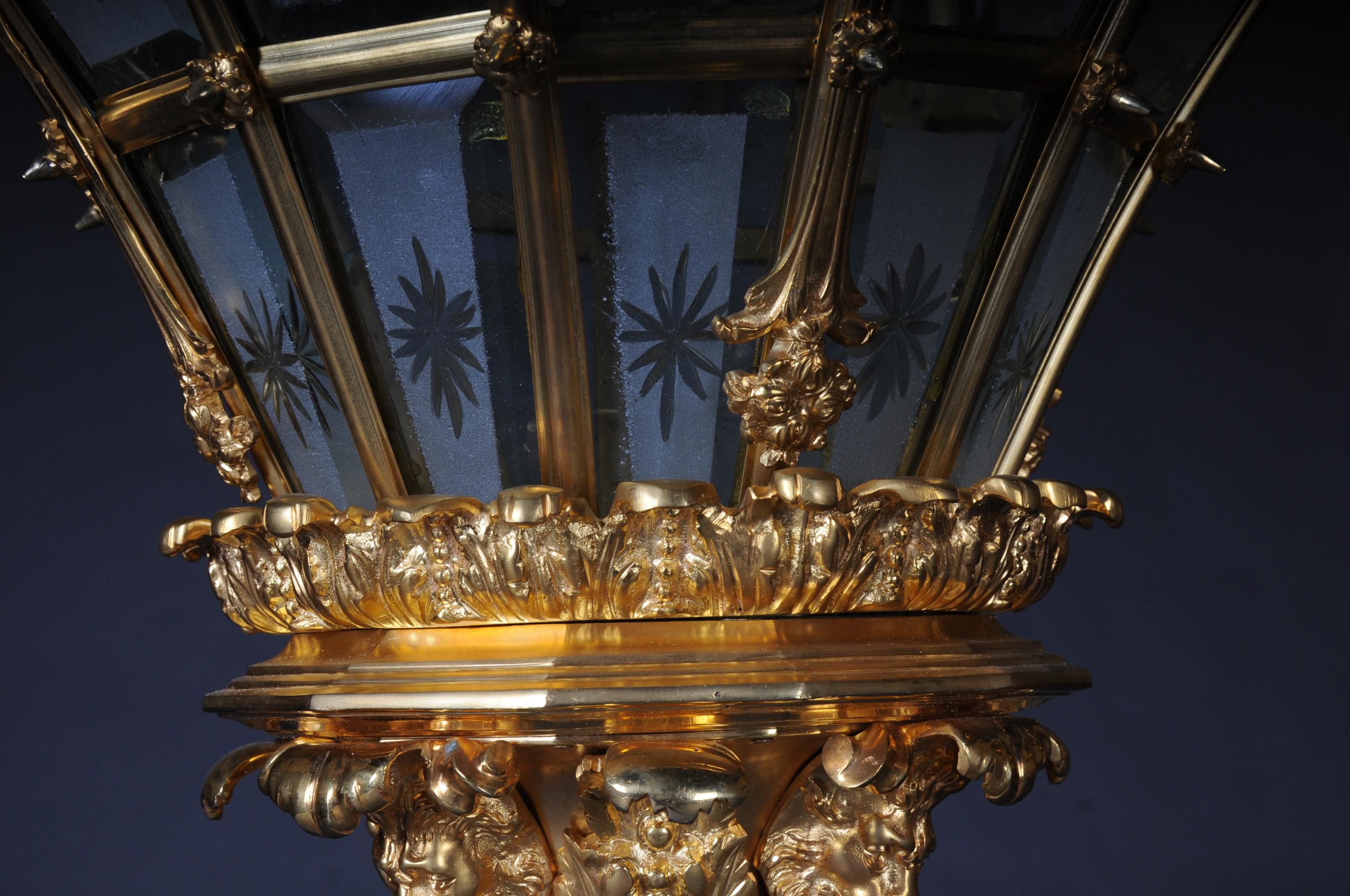 French Fire Gilt Bronze Lantern/Chandelier Versailles Shape at 1stDibs