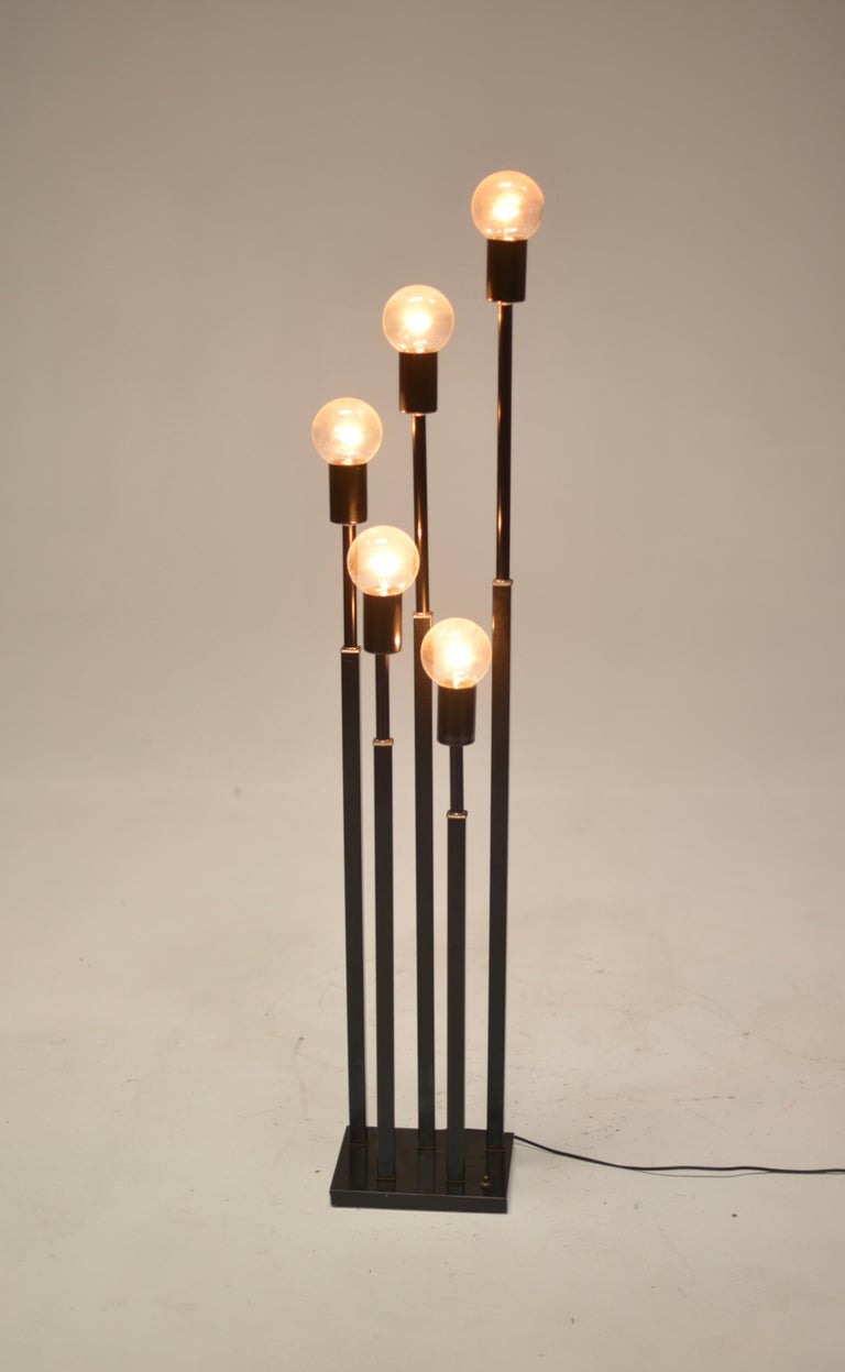French Five-Stem Black Floor Lamp For Sale at 1stDibs