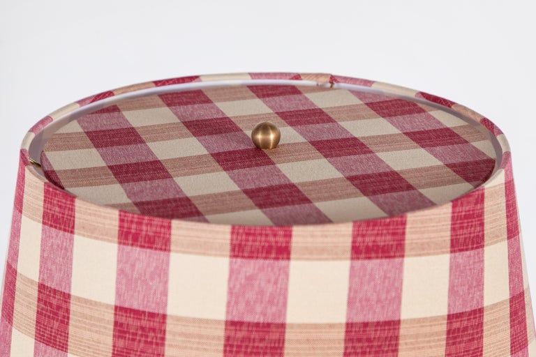 French Floor Lamp with Custom Red Gingham Shade at 1stdibs