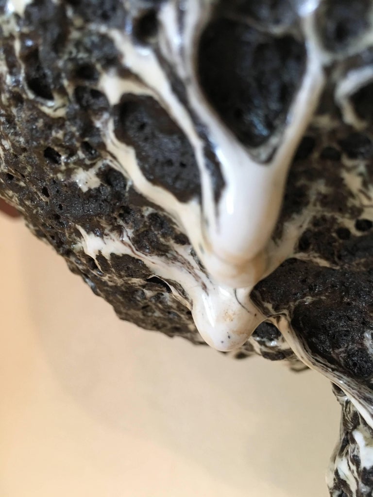 French Foam Glaze Ceramic Vase, Hand-Painted Fish Decor 1960s Monaco ...