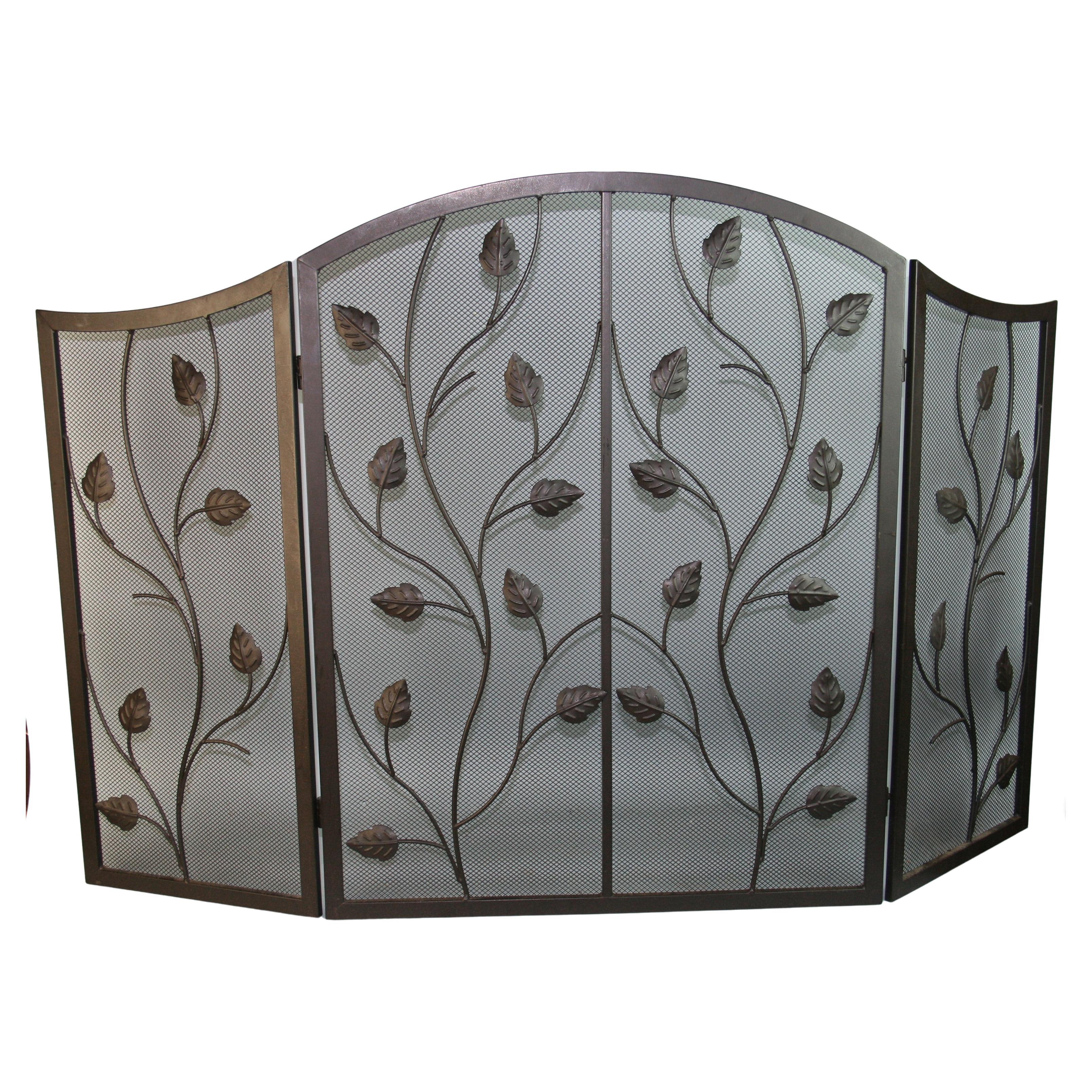 French Foliate Metal Fire Screen, 1980's at 1stDibs