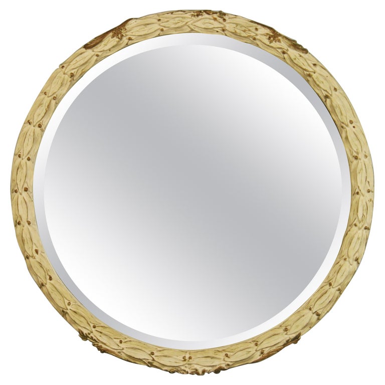 French Foliate Round Beveled Glass Mirror For Sale at 1stDibs