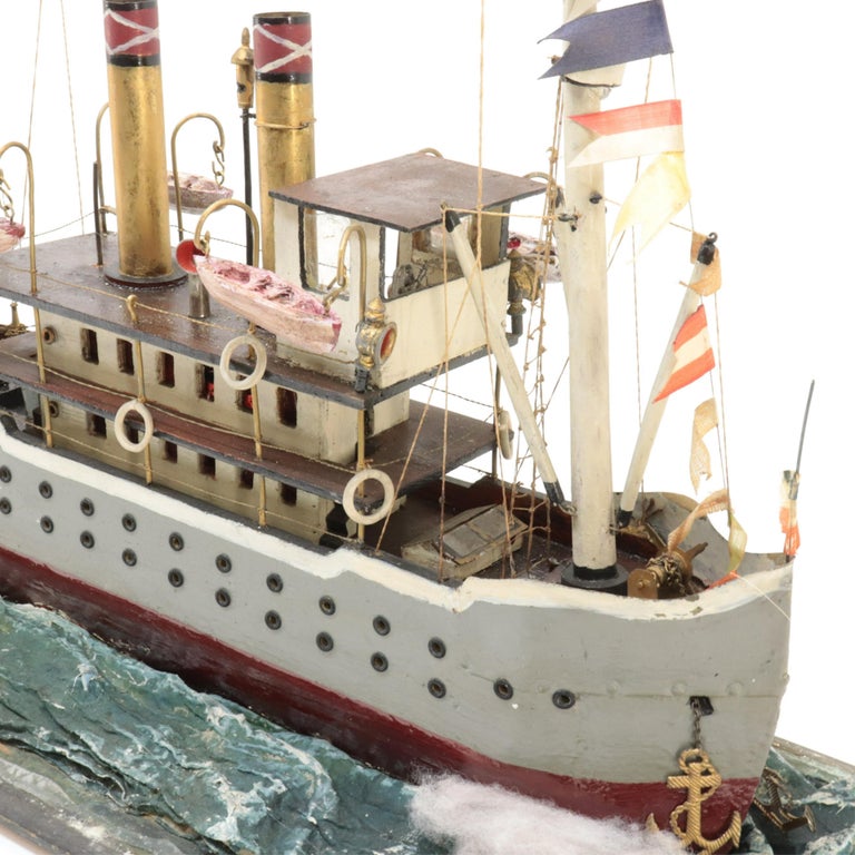 French Folk-Art Steamship Model For Sale at 1stDibs