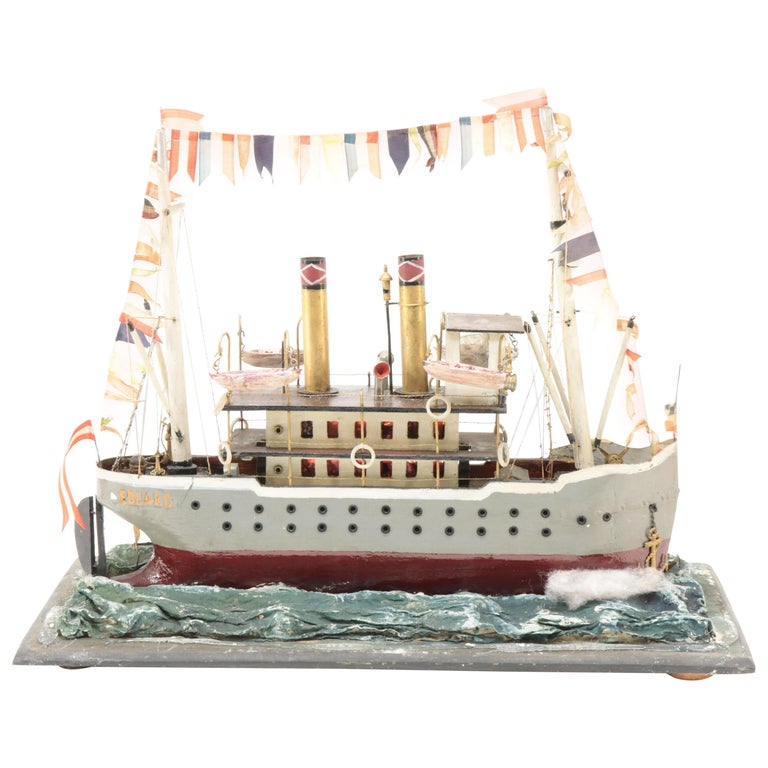 French Folk-Art Steamship Model For Sale at 1stDibs