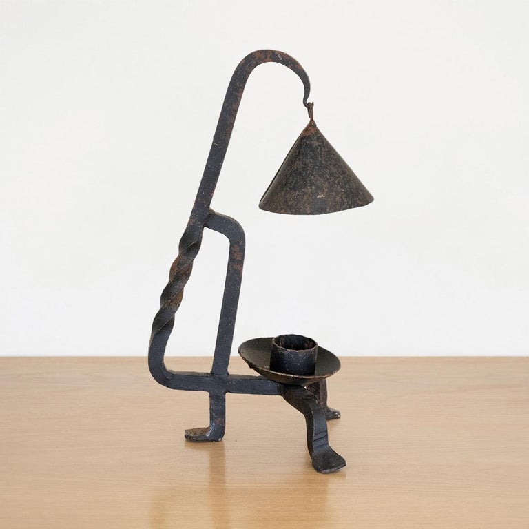 French Forged Iron Candle Holder For Sale at 1stDibs