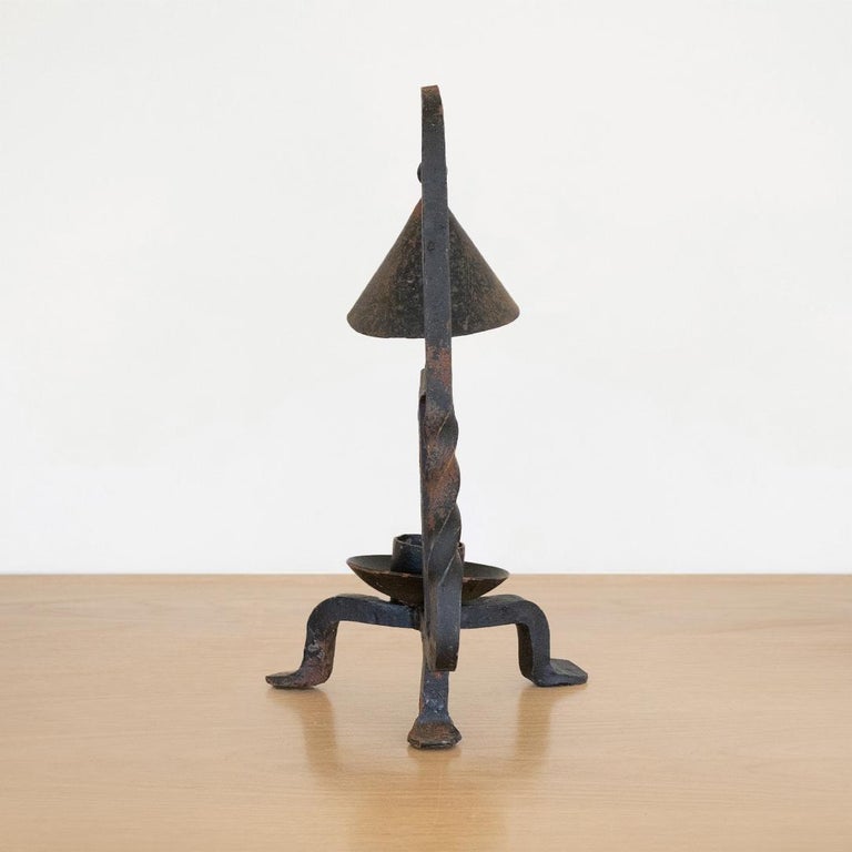 French Forged Iron Candle Holder For Sale at 1stDibs