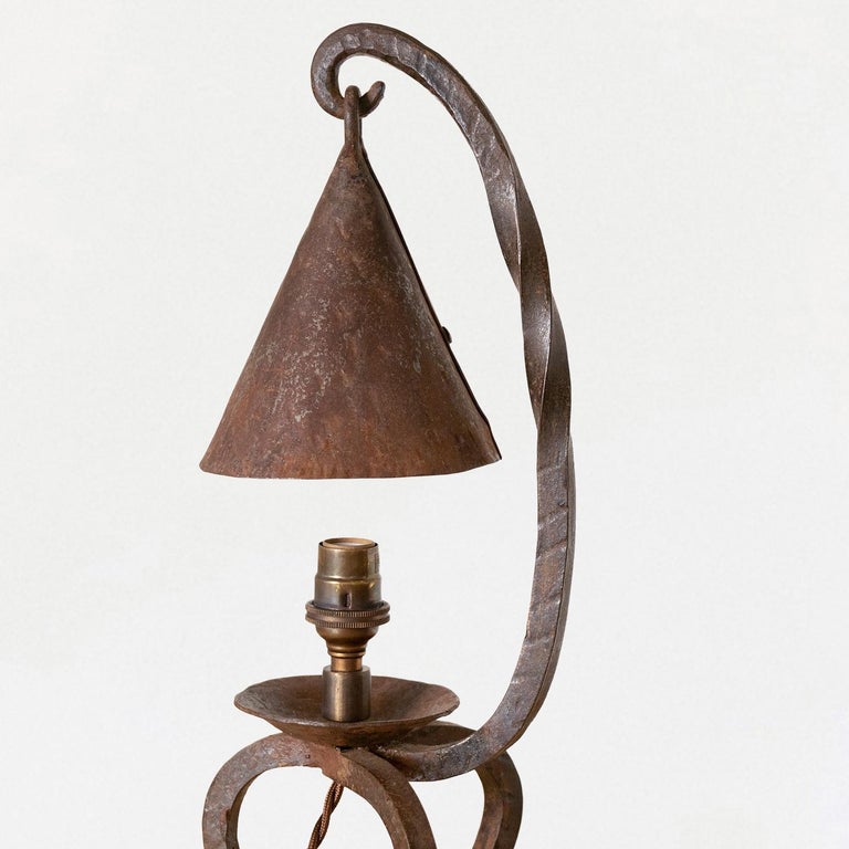 French Forged Iron Table Lamp For Sale at 1stDibs