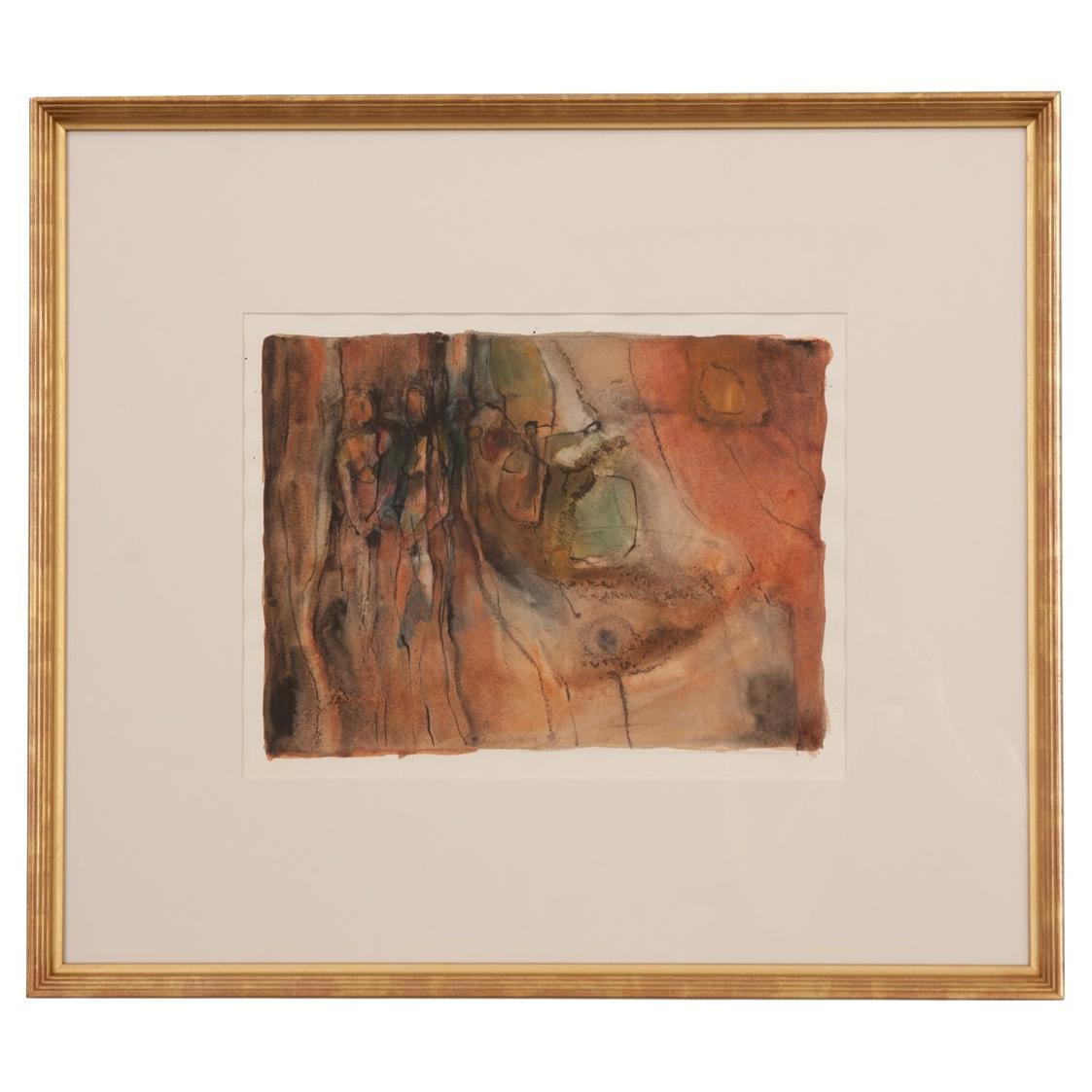 Framed Abstract Painting By Edith Ferullo at 1stDibs