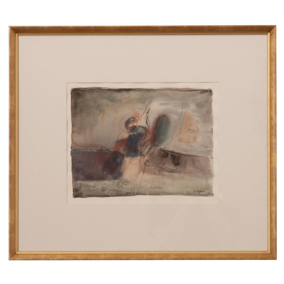 Tumultuous Abstract Watercolor and Pastel by French Painter France Cami ...