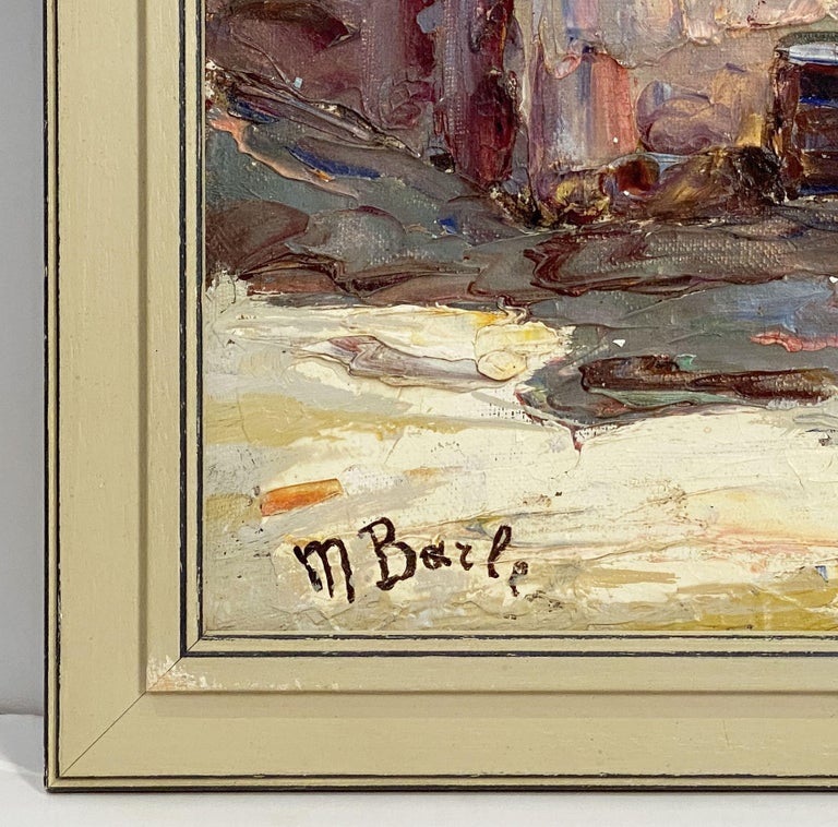 French Framed Oil Painting of Seaside Village by Maurice Barle For Sale ...