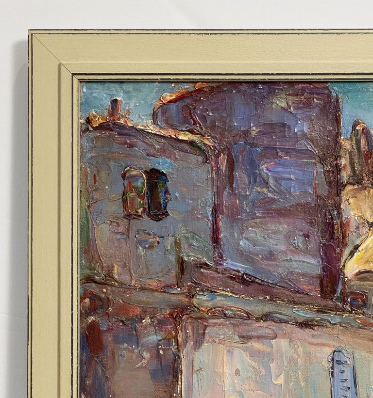 French Framed Oil Painting of Seaside Village by Maurice Barle For Sale ...