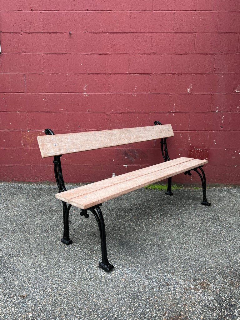 French Garden Bench with Mahogany Wood Planks For Sale at 1stDibs ...
