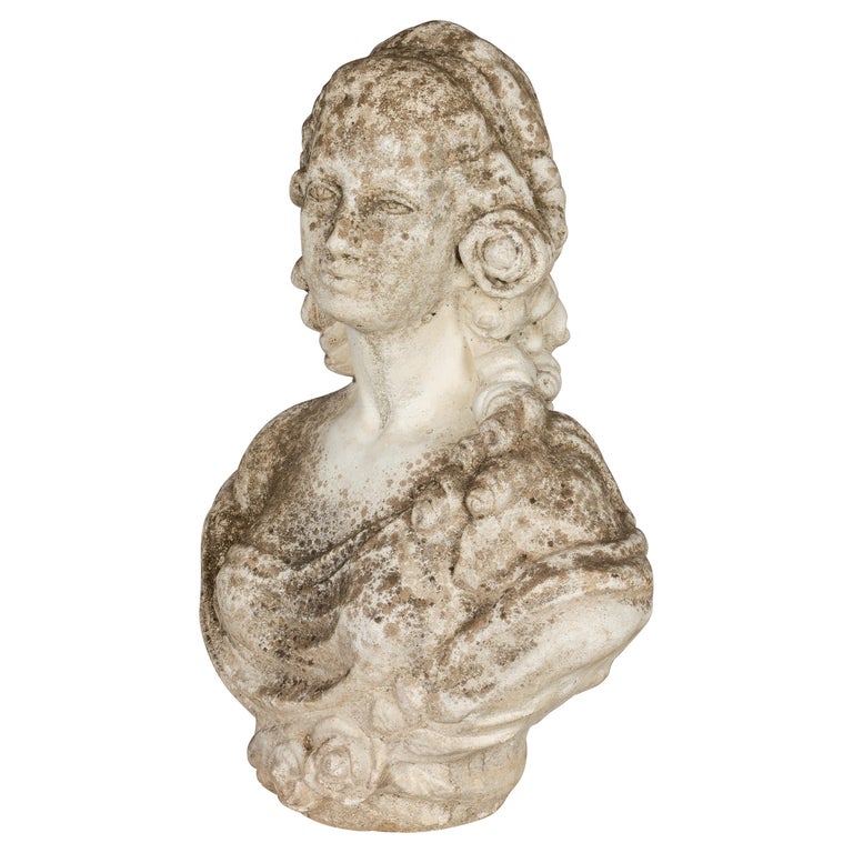 French Garden Statue Bust at 1stDibs