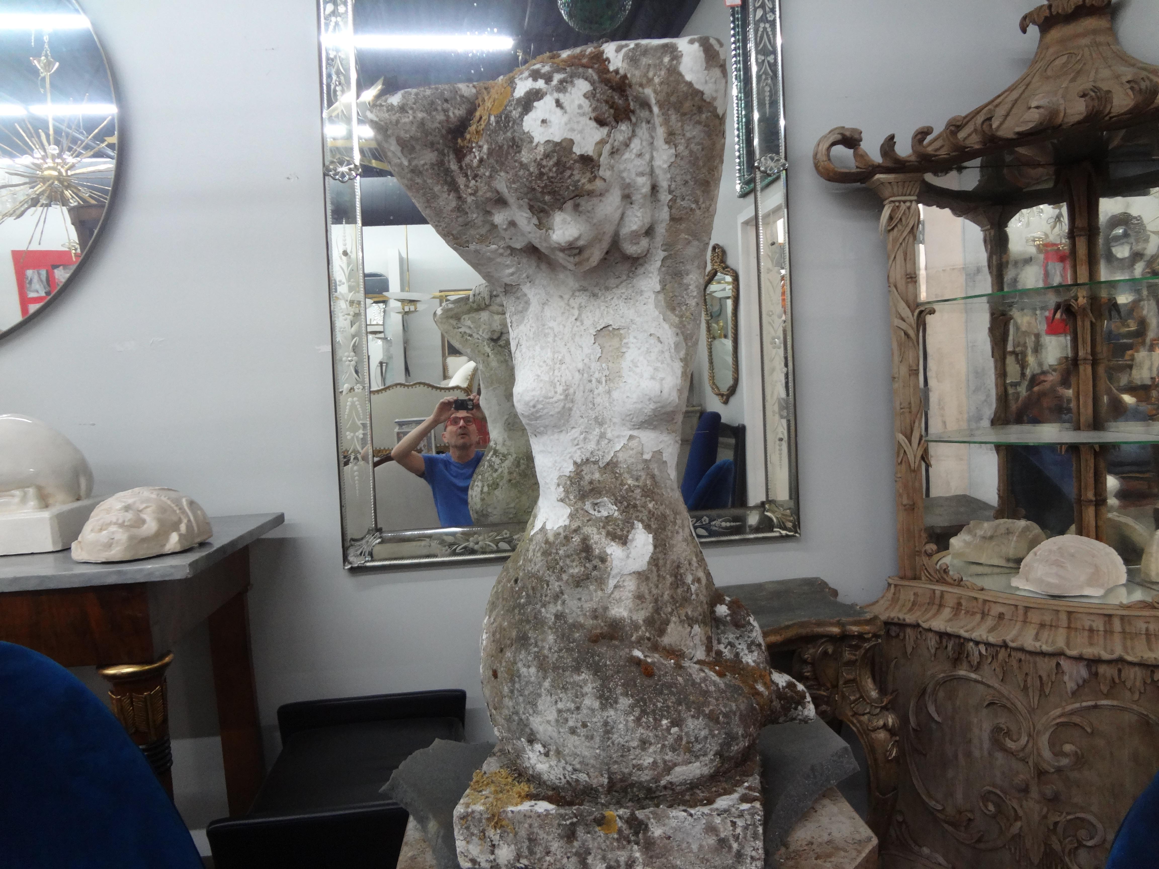 French Garden Statue Of A Mermaid For Sale at 1stDibs