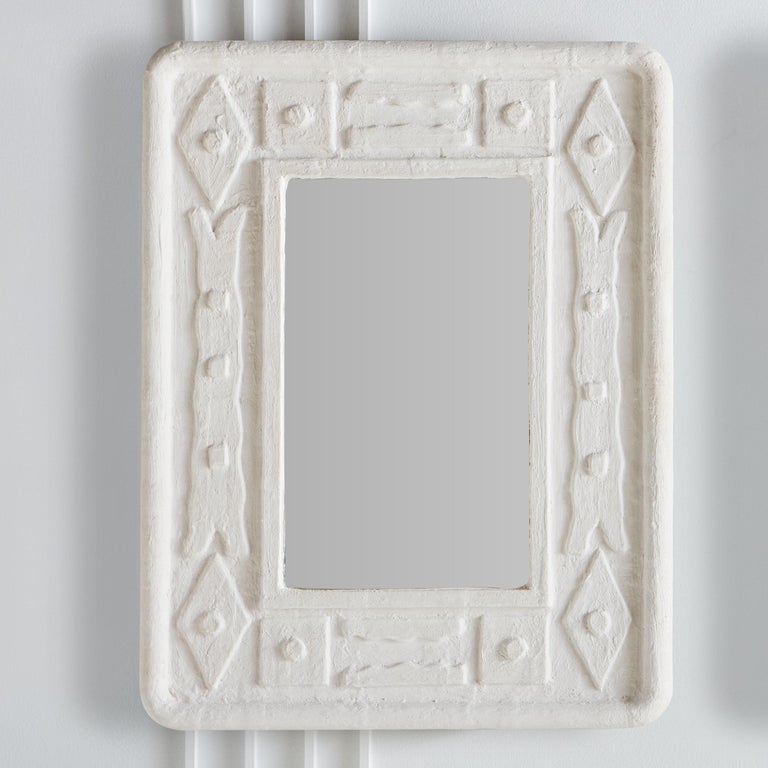 French Geometric Plaster Frame Mirror For Sale at 1stDibs