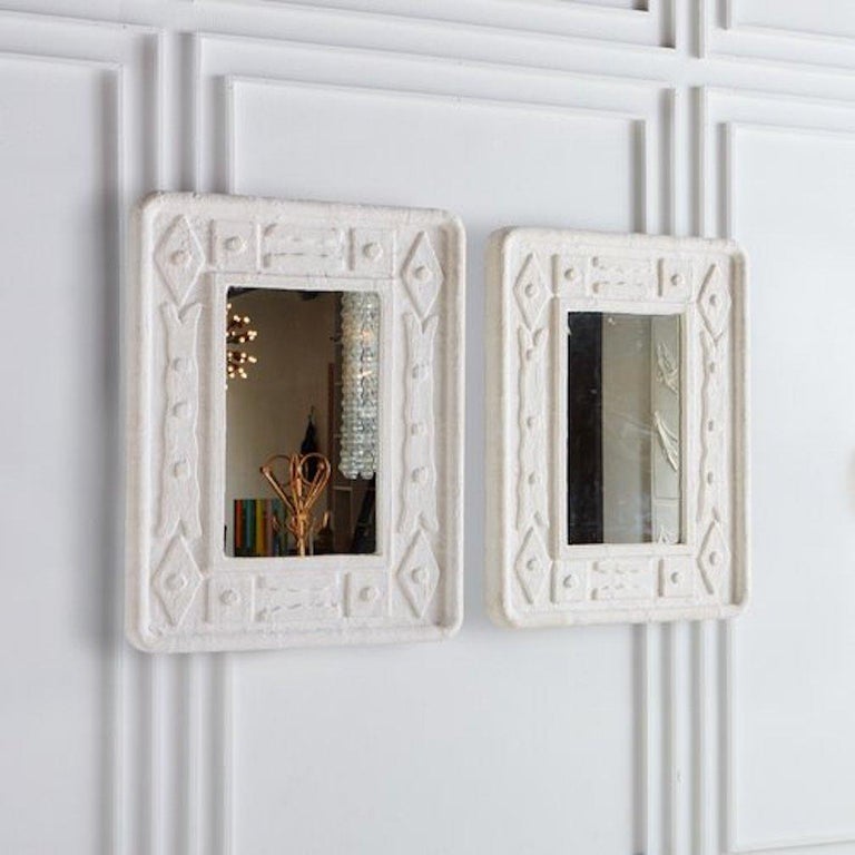 French Geometric Plaster Frame Mirror For Sale at 1stDibs