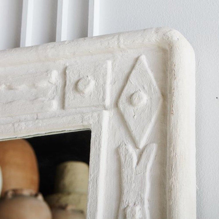 French Geometric Plaster Frame Mirror For Sale at 1stDibs