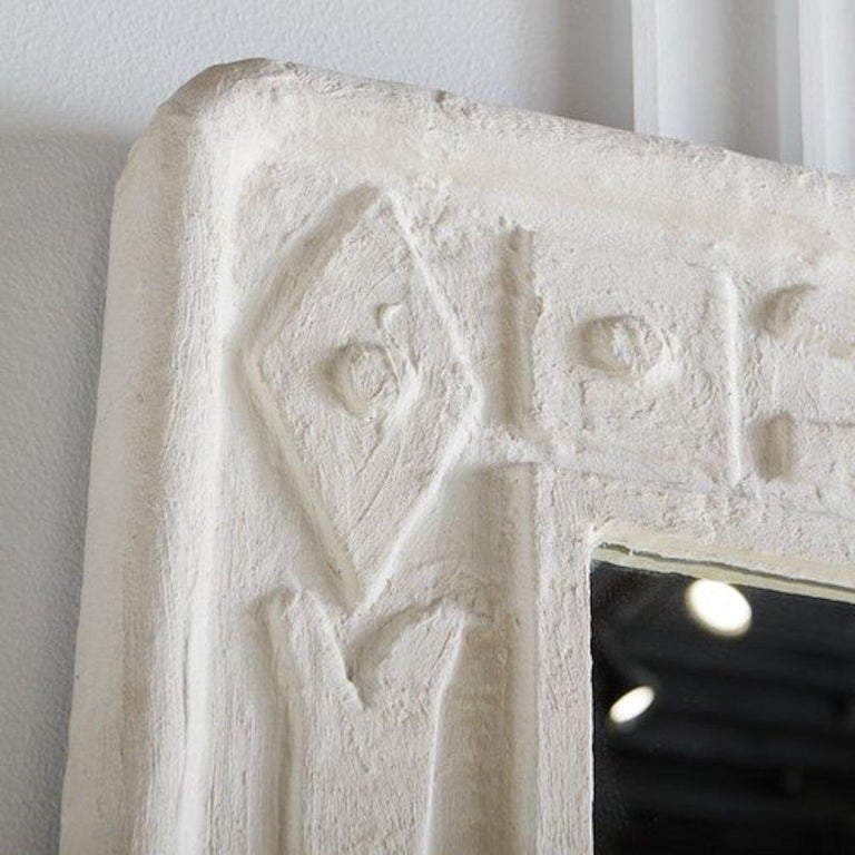 French Geometric Plaster Frame Mirror For Sale at 1stDibs