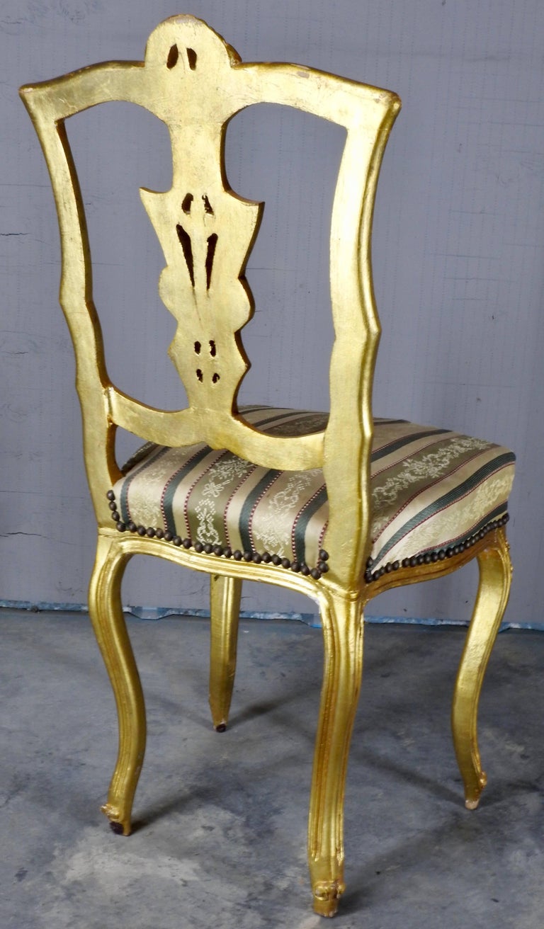 French Gilded Wood Side Chair For Sale at 1stDibs