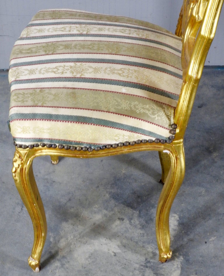 French Gilded Wood Side Chair For Sale at 1stDibs