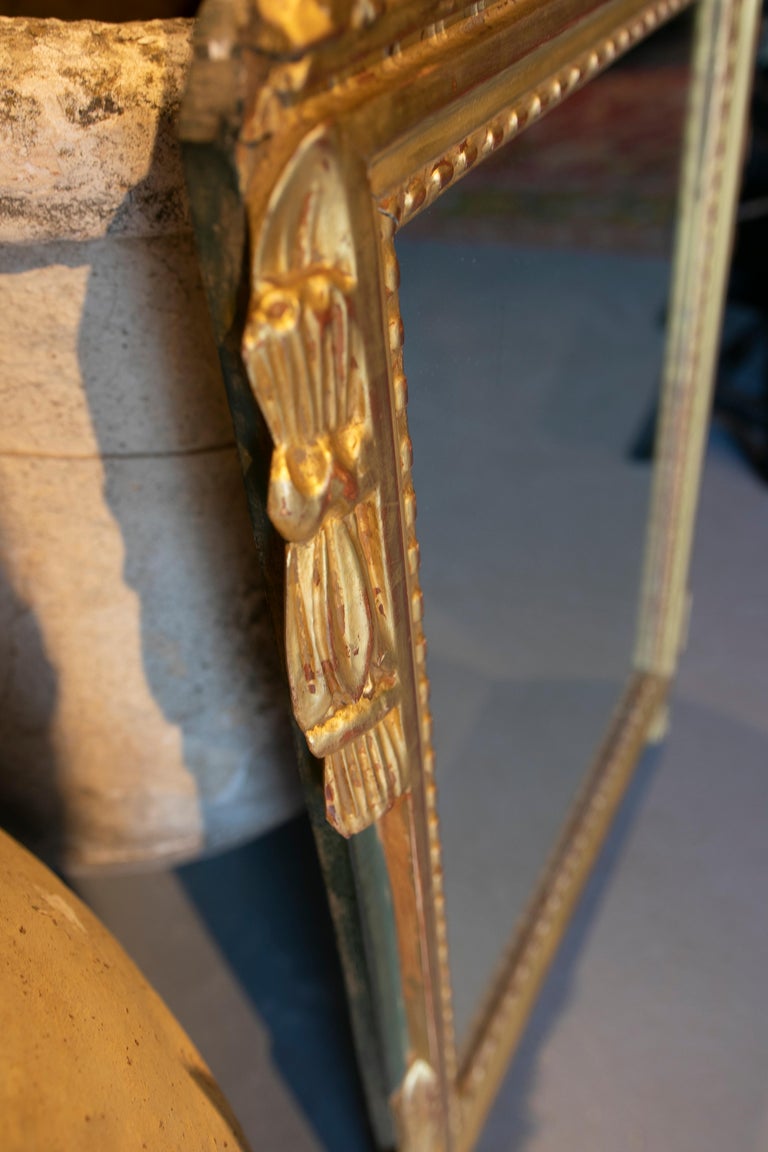 French Gilded Wooden Mirror with Vegetable Scrolls and Laurel Leaf ...