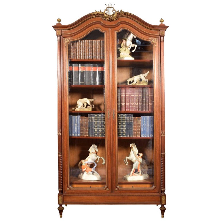 French Gilt Brass Mounted Mahogany Bookcase For Sale at 1stDibs
