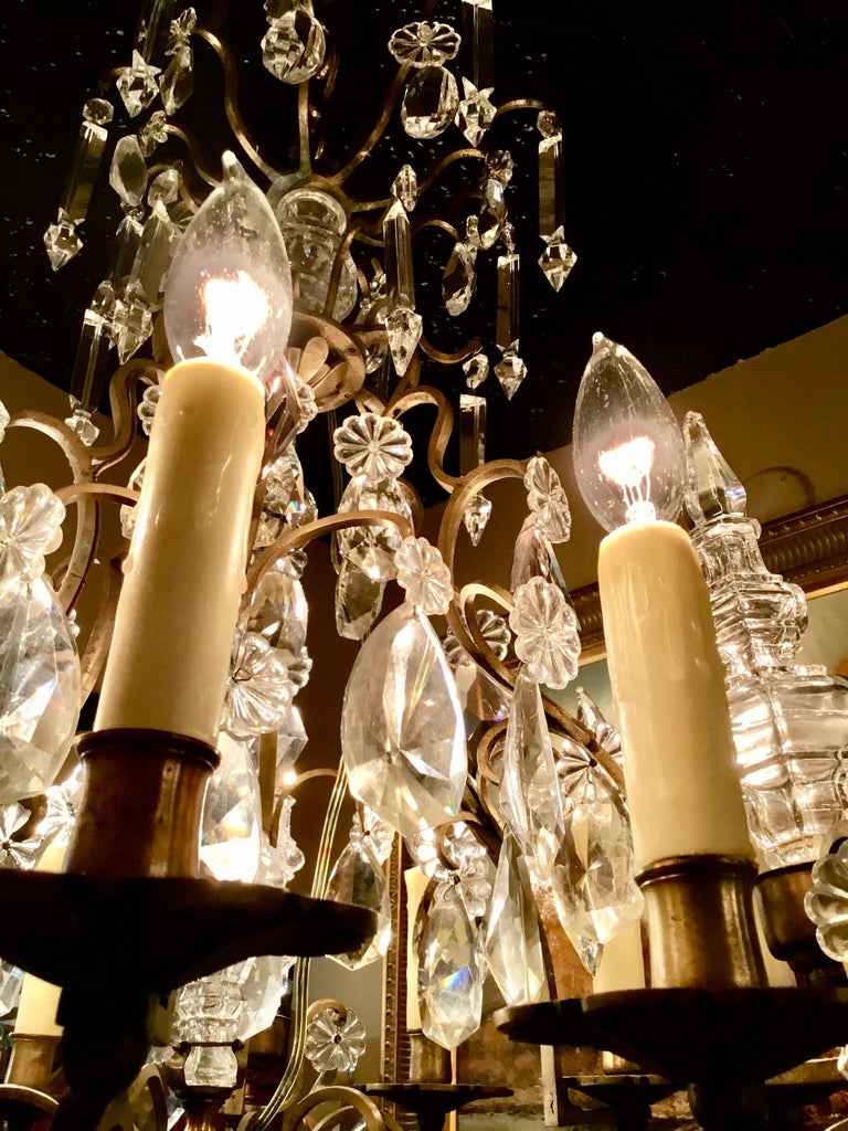 French Gilt Bronze and Crystal Chandelier of Baroque Inspiration, Nine ...