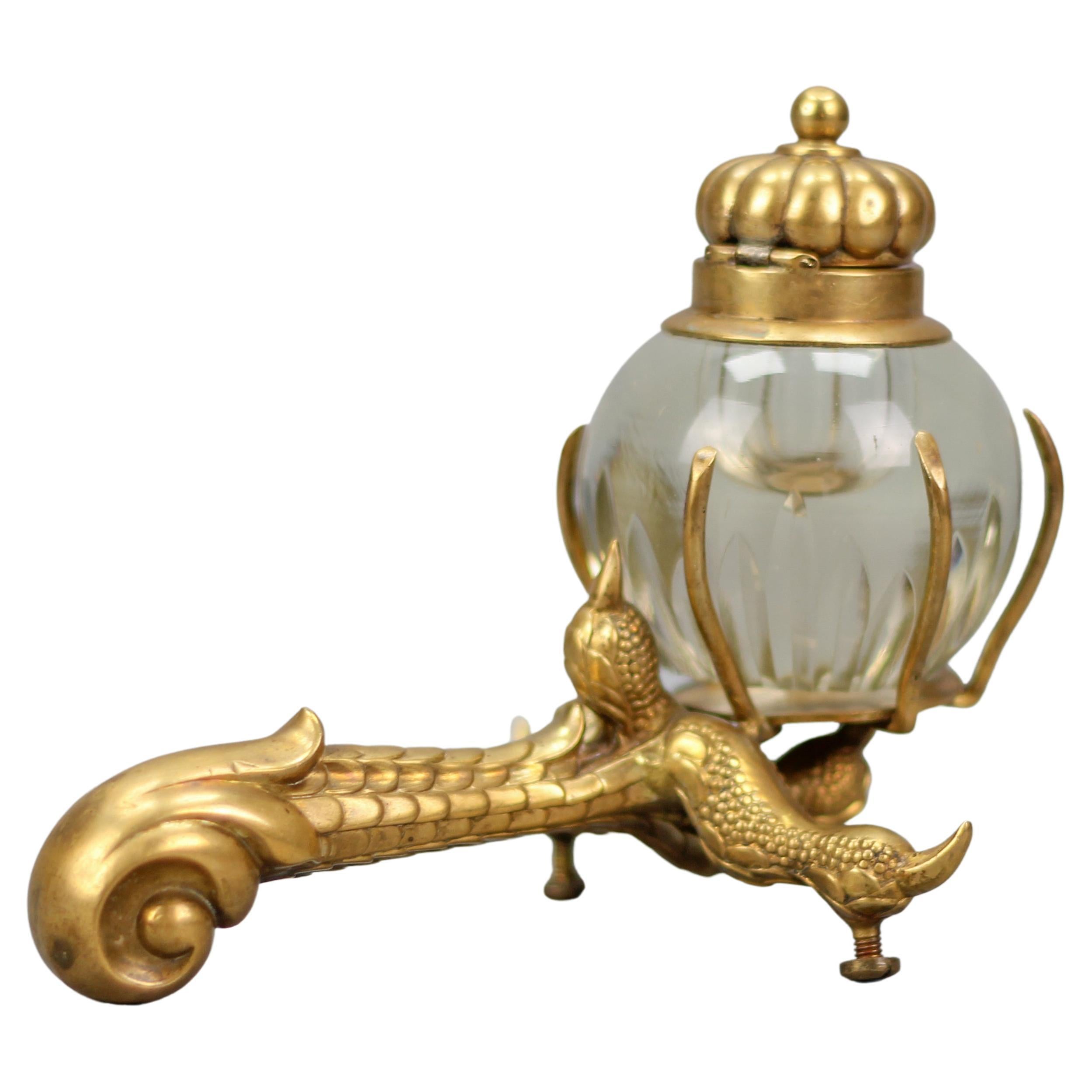 Antique French Charles X Gilt Bronze Inkstand / Standish with Cut Glass ...