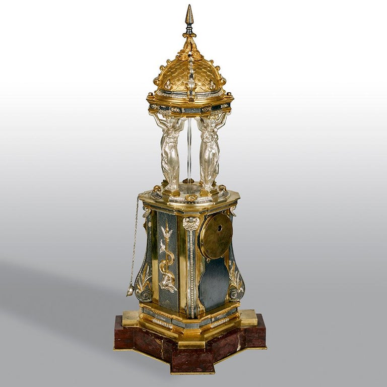 French Gilt Bronze Automaton Wallace Fountain Clock For Sale at 1stDibs