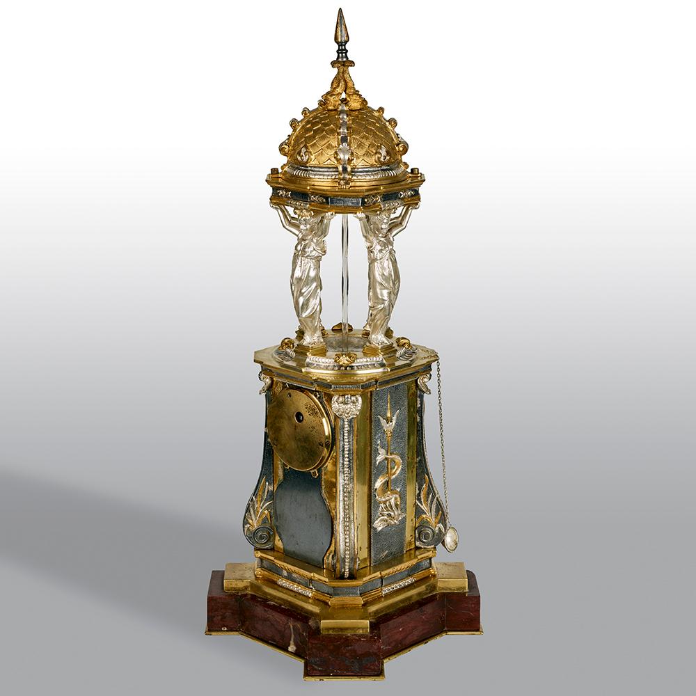 French Gilt Bronze Automaton Wallace Fountain Clock For Sale at 1stDibs