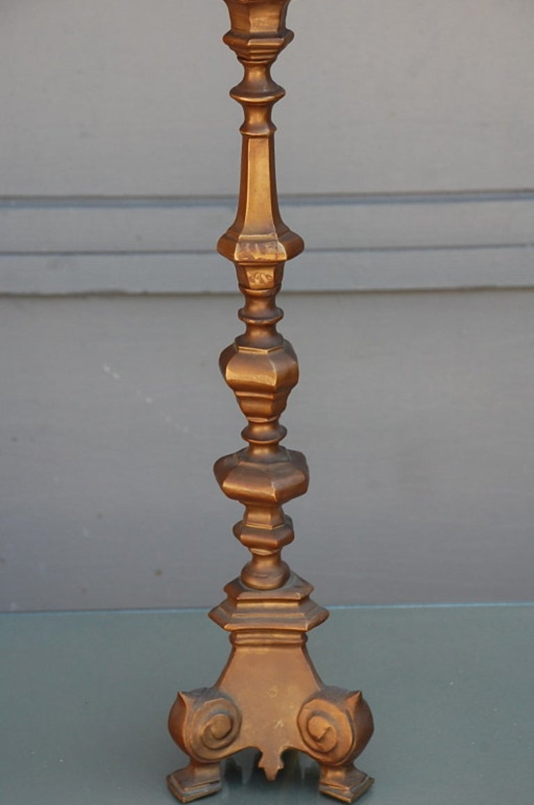 French Gilt Bronze Baroque Style Candlestick Lamp For Sale at 1stDibs