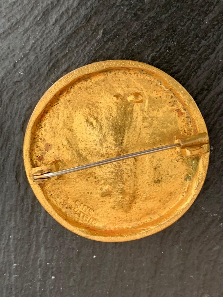 French Gilt Bronze Brooch by Line Vautrin For Sale at 1stDibs