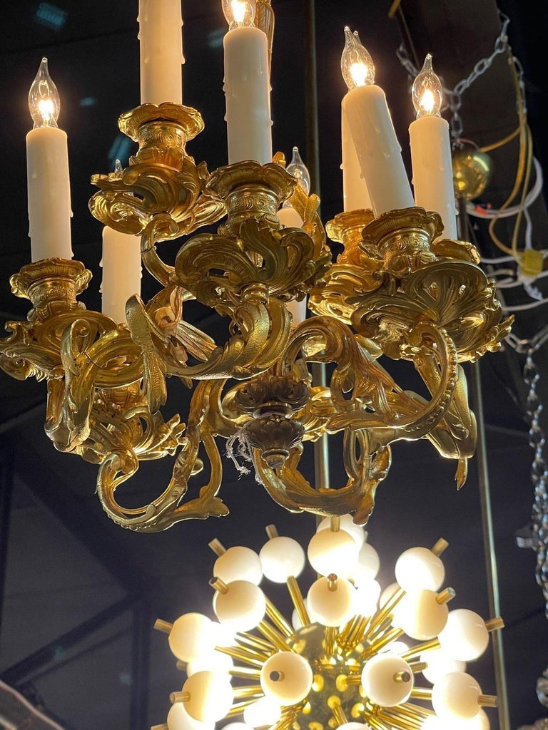 French Gilt Bronze Louis XVI Chandelier For Sale at 1stDibs