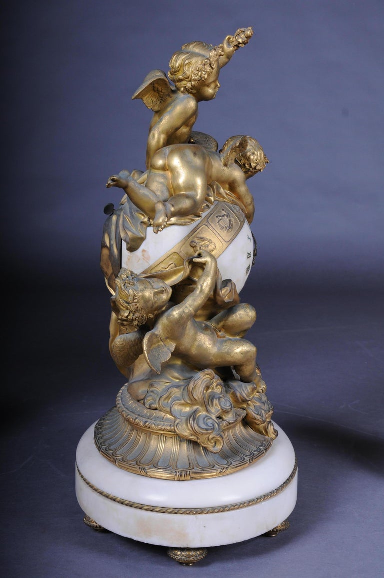 French Gilt-Bronze, Marble Orbit Clock Garniture For Sale at 1stDibs ...