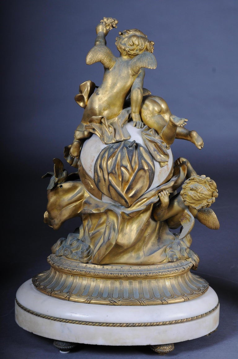 French Gilt-Bronze, Marble Orbit Clock Garniture For Sale at 1stDibs ...