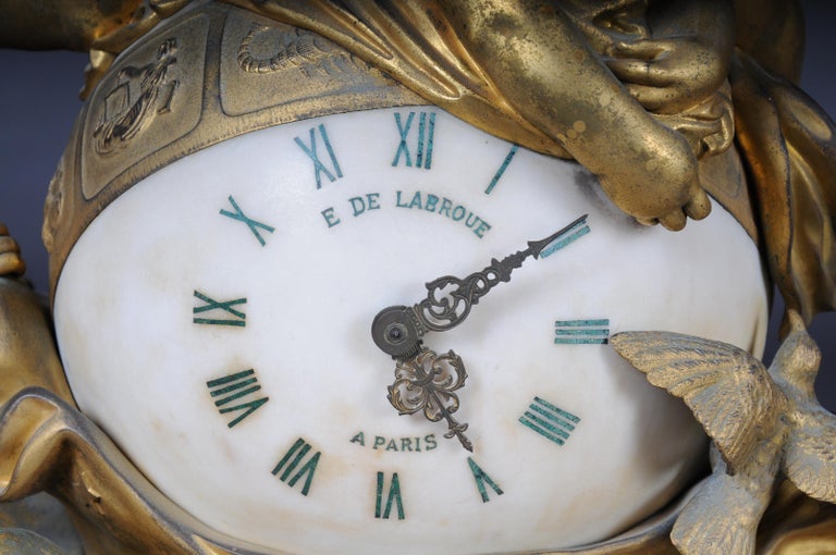 French Gilt-Bronze, Marble Orbit Clock Garniture For Sale at 1stDibs ...